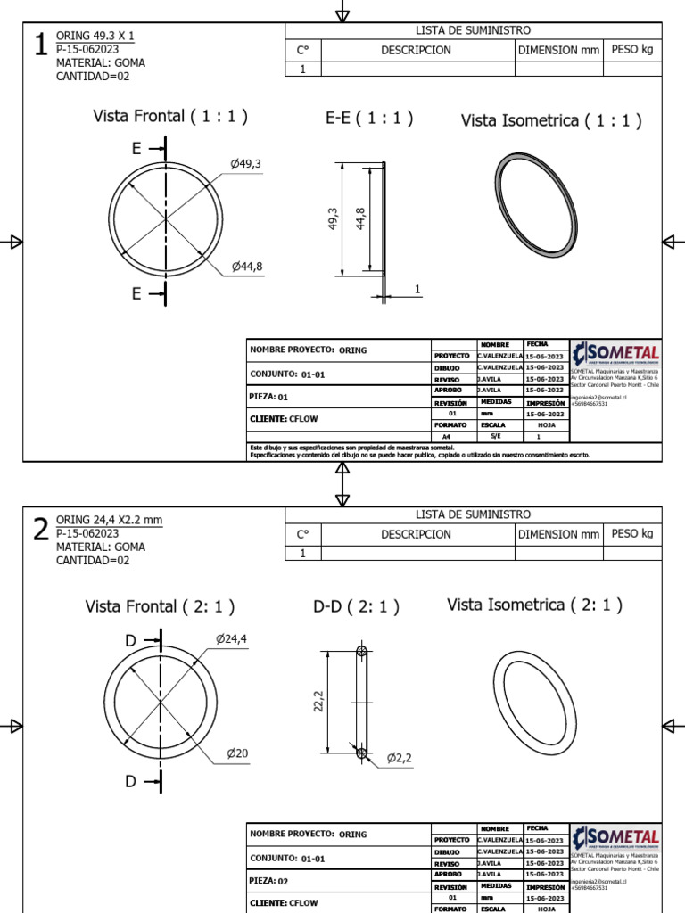 Planos Oring | PDF | Geometría | Gráficos
