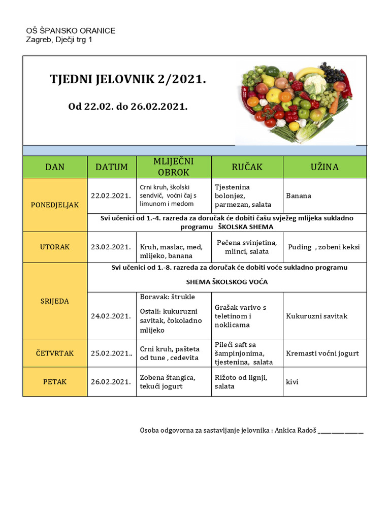 JELOVNIK 22. do 26.2.2021. | PDF