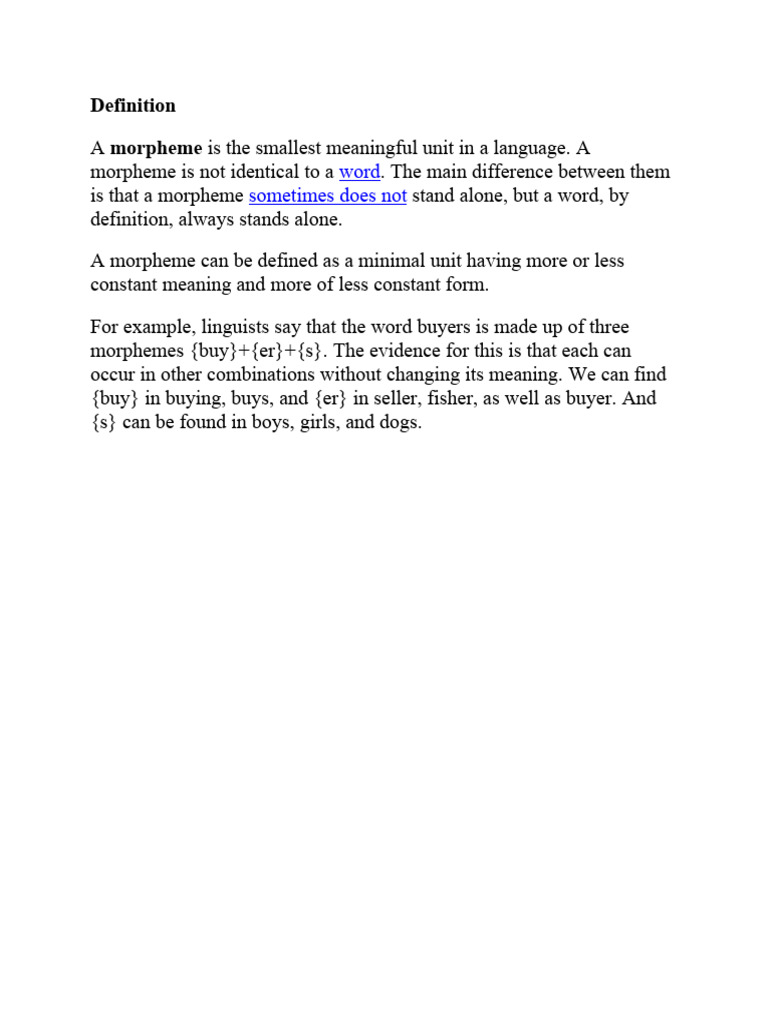Morphemes | PDF | Word | Part Of Speech