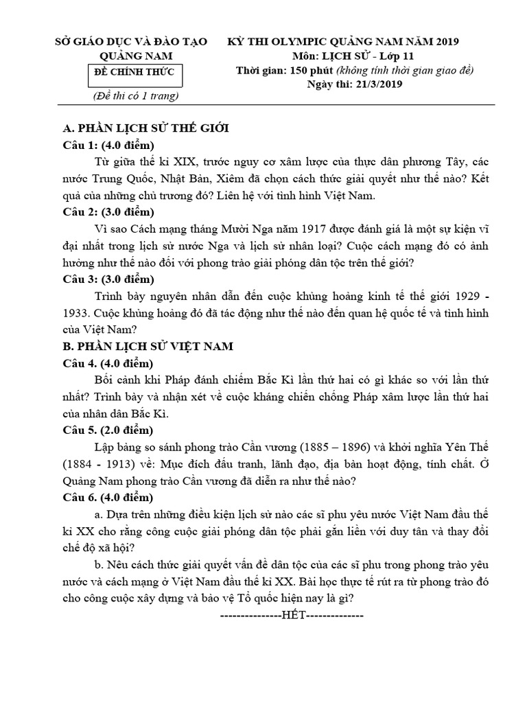 LICHSU 11 Olympic QuangNam 2019 | PDF