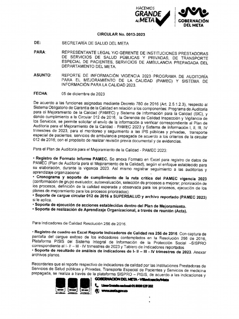 Circular 013 de 2023 | PDF