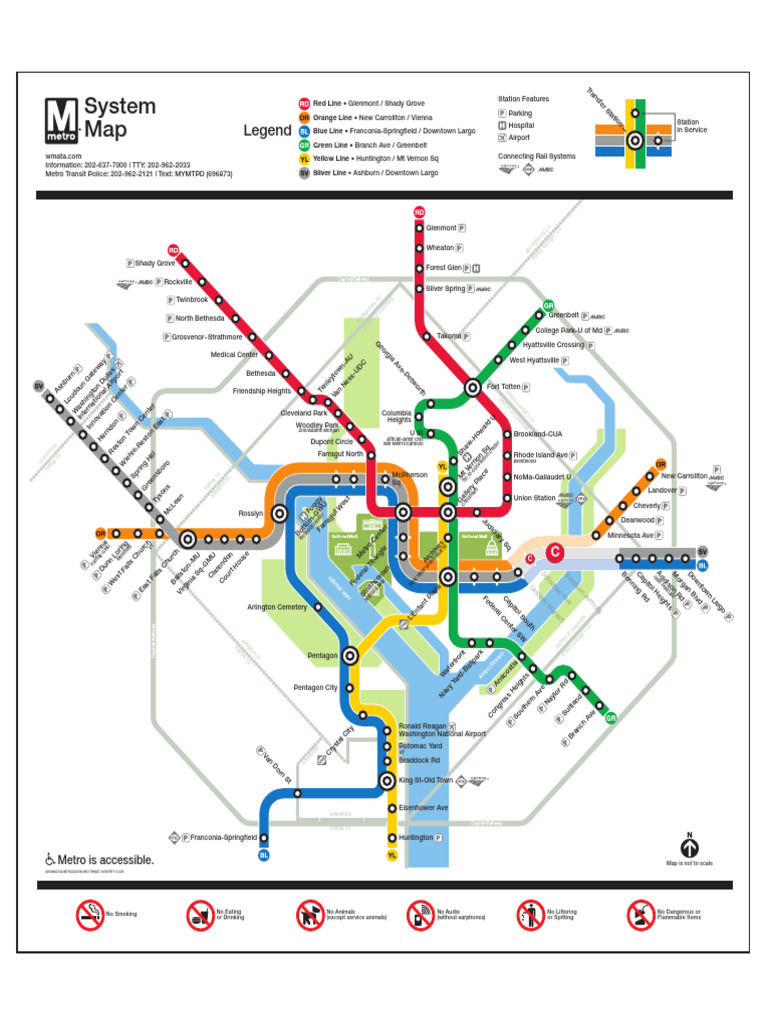 Washington Metro System Map PDF | PDF | Passenger Rail Transport ...