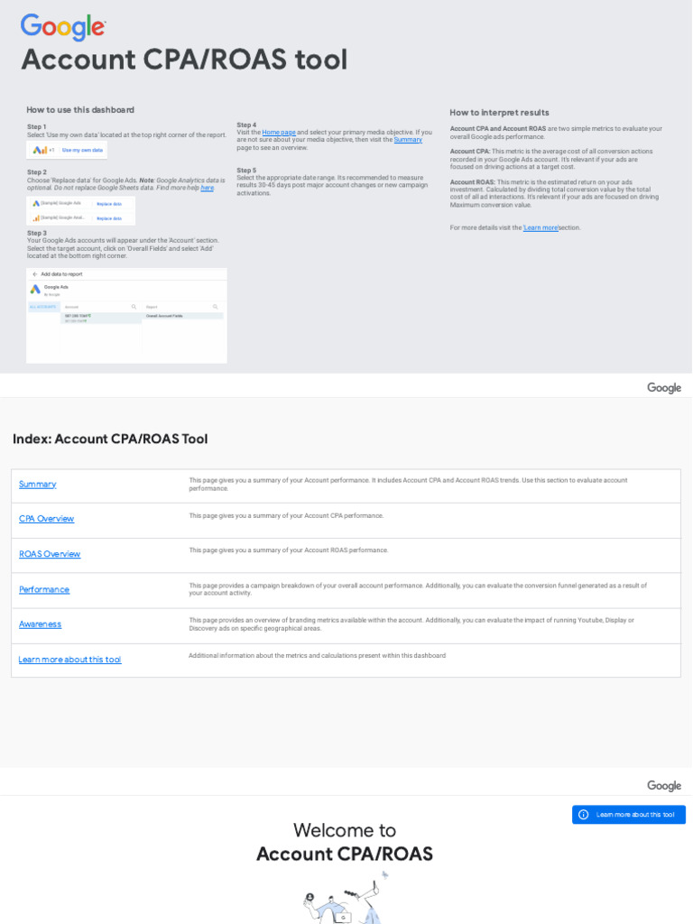 Account CPA ROAS Tool | PDF | Websites | Search Engine Optimization