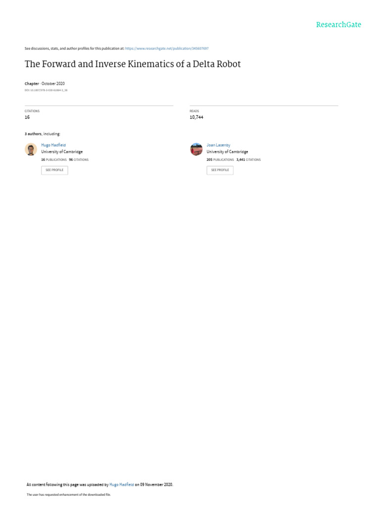 Forward and Inverse Kinematics of A Delta Robot With CGA5 | PDF ...