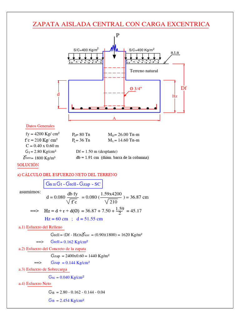 02 Problema Zapata Carga Excéntrica | PDF