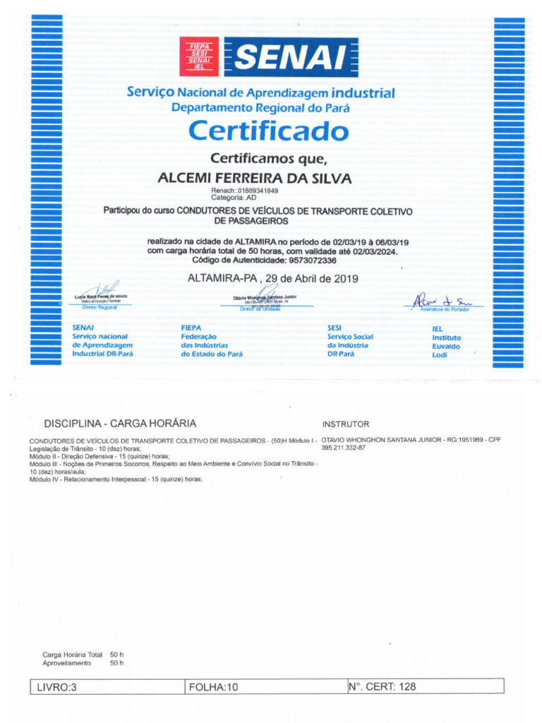 Certificado Senai | PDF