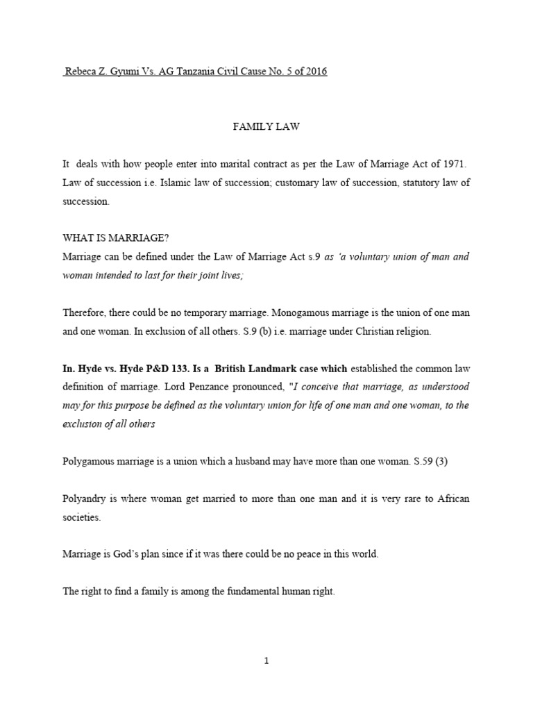 Family Law Statutory Notes LECT. 1 | PDF | Marriage | Wife