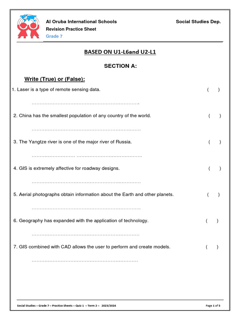 G7 Revision Quiz Term 2 Modified | PDF | Geographic Information System ...