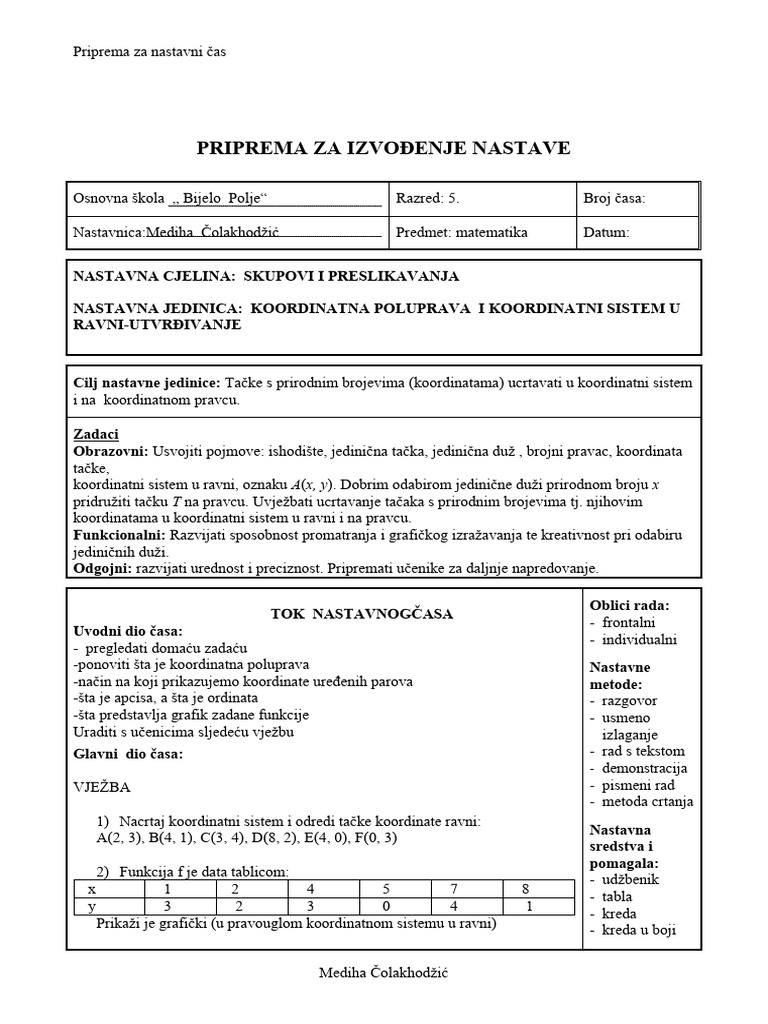 Koordinatni Sistem U Ravni-Utvrđivanje | PDF