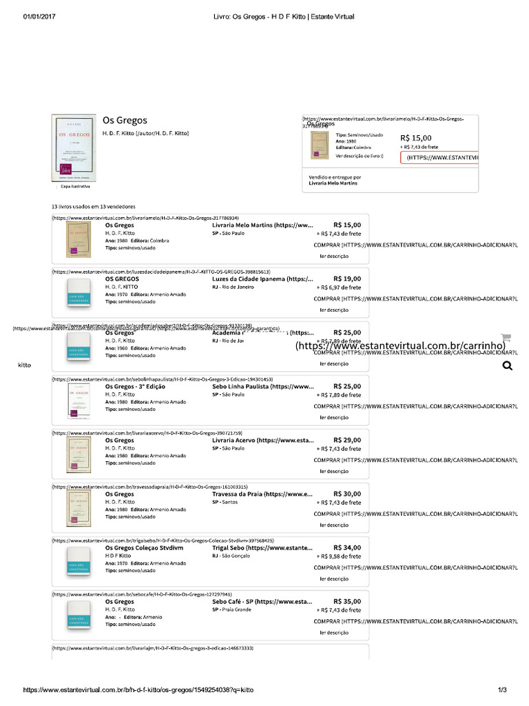 Livro Os Gregos H D F Kitto Estante Virtual Compress | PDF