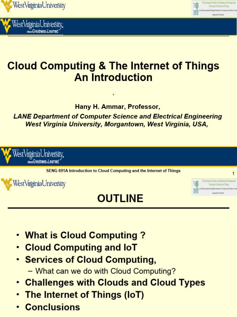 SENG 691 Slides 1 Intro To Cloud Computing and IoT | PDF | Internet Of Things | Cloud Computing