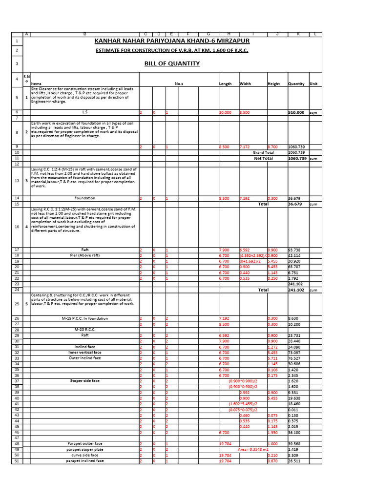 VRB Estimate 8.250 | PDF | Civil Engineering | Materials