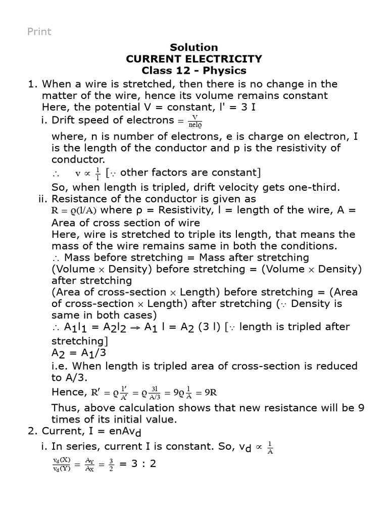 Solution | PDF | Electrical Resistivity And Conductivity | Electric Current