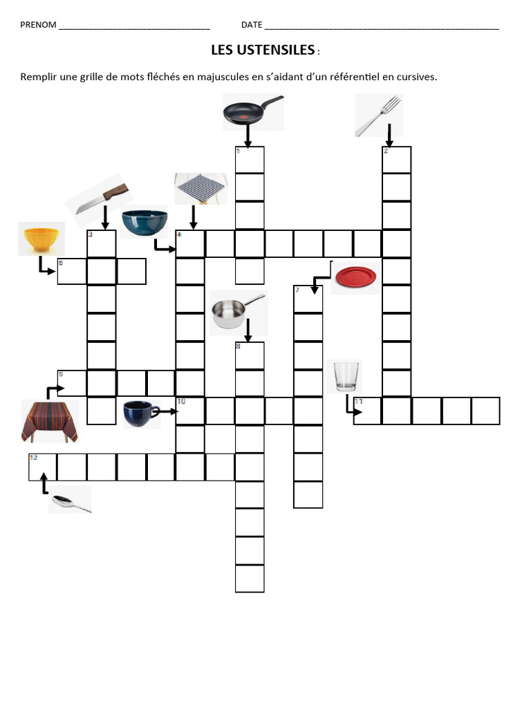 +mots Fléchés Ustensiles CUISINE | PDF