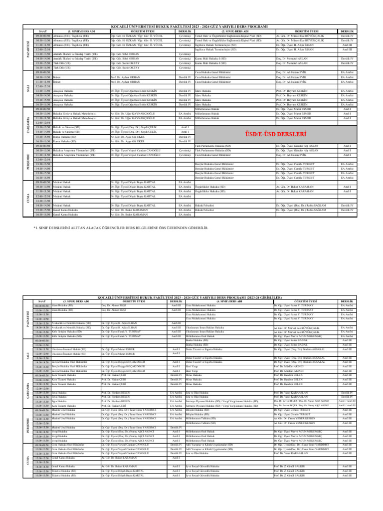 Ders Programi 23 24 | PDF