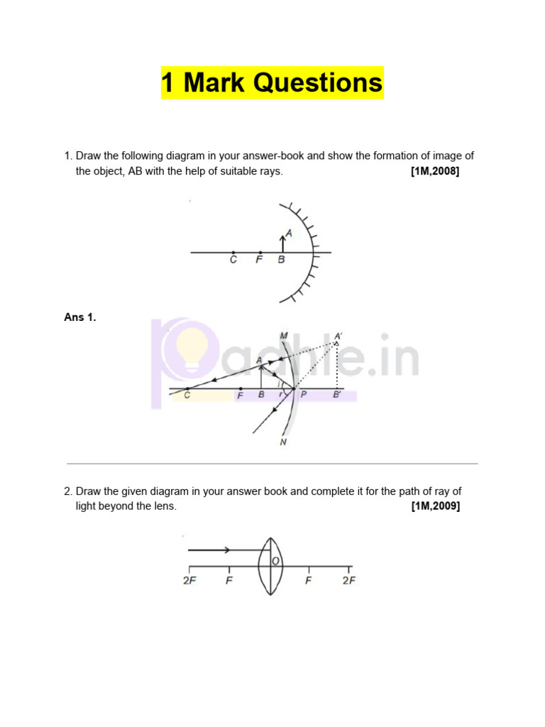 Padhle 10th - Light - Reflection & Refraction + Integrated PYQs | PDF | Electromagnetic ...