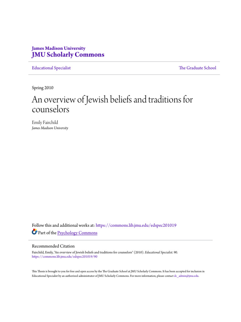 An Overview of Jewish Beliefs and Traditions For Counselors | PDF ...