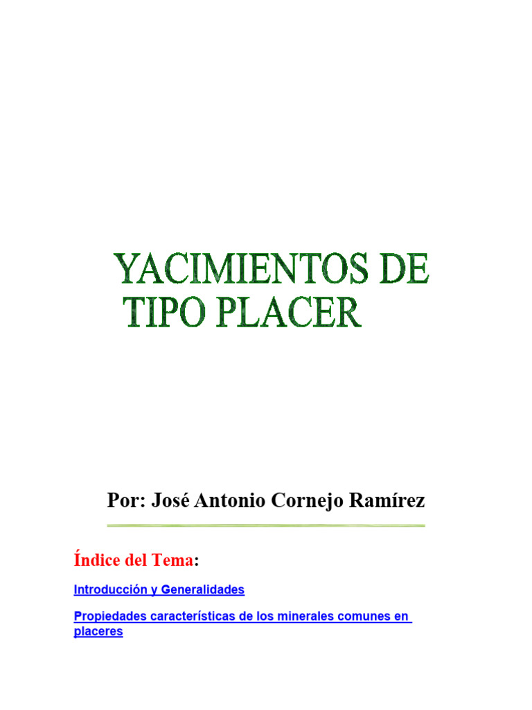 YACIMIENTOS DE TIPO PLACER | PDF | Minerales | Canal
