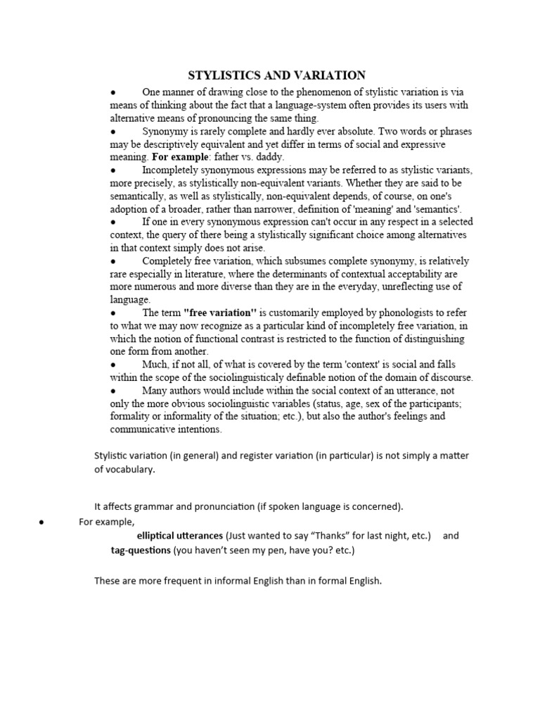 Understanding Stylistic Variation | PDF | English Language | Linguistics