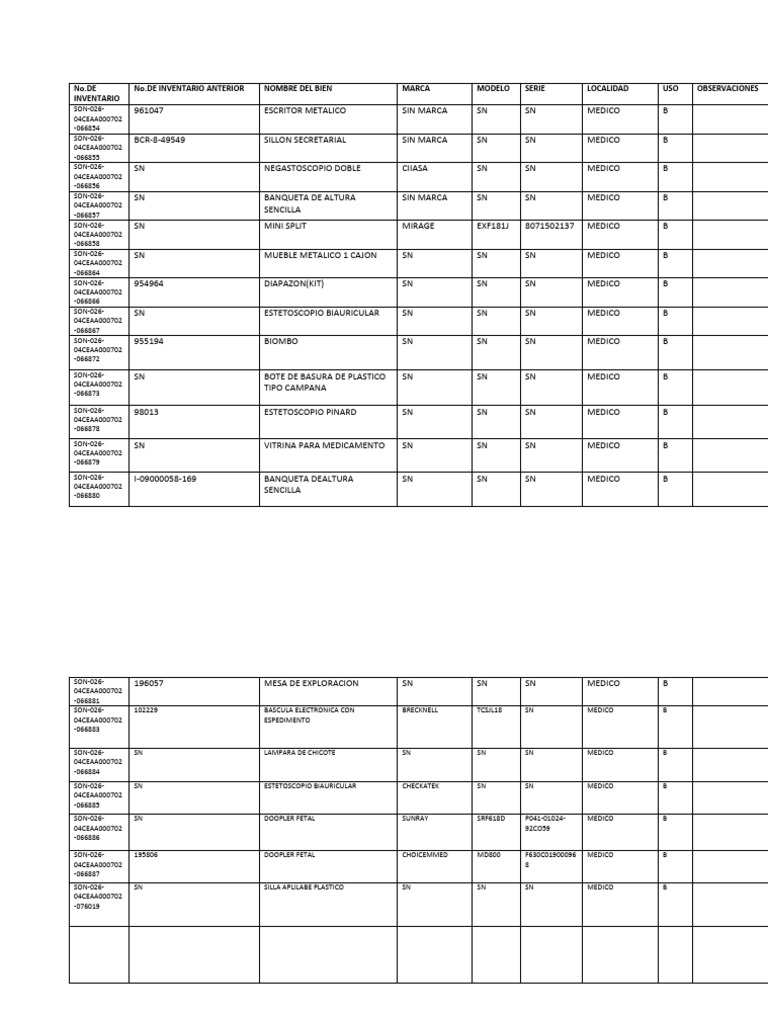 Inventario de Insumos Médicos | PDF