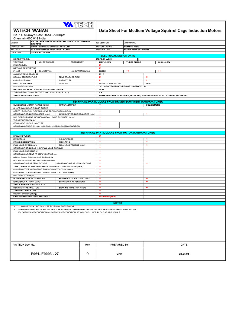 Sample Motor Datasheet-Cen-29-04-04 | PDF