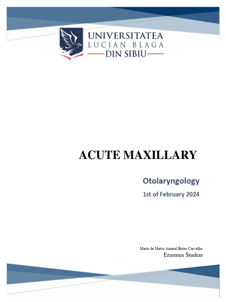 Acute Maxillary Sinusitis | PDF | Infection | Mucus