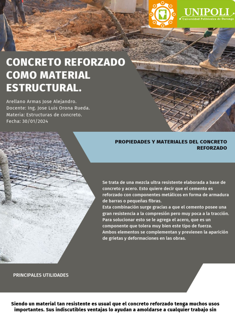 Propiedades del Concreto Reforzado | PDF | Hormigón | Concreto reforzado