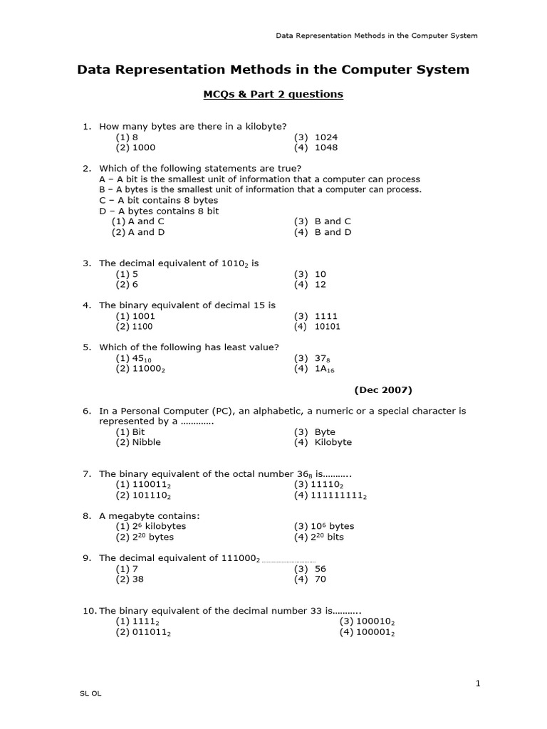 Methods of Representing Computer Data | PDF
