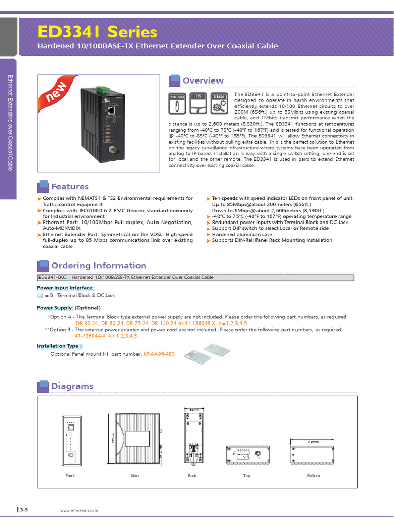 DS - EW-ED3341 Ethernet Extender | PDF | Ethernet | Network Switch