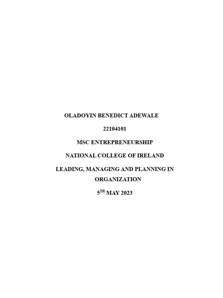 Contigency Assessment Leading, Managing &planning in Organization | PDF