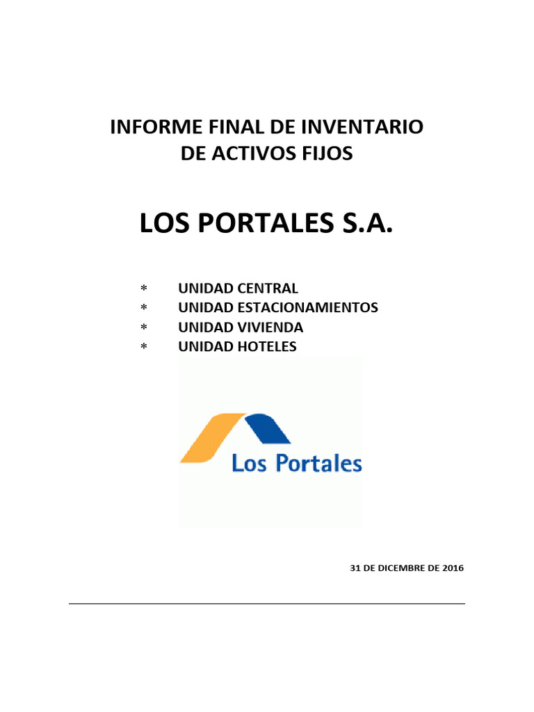 Informe Final de Inventario de a.a.F.F. - Empresa Los Portales S.A. | PDF | Lima | Contabilidad
