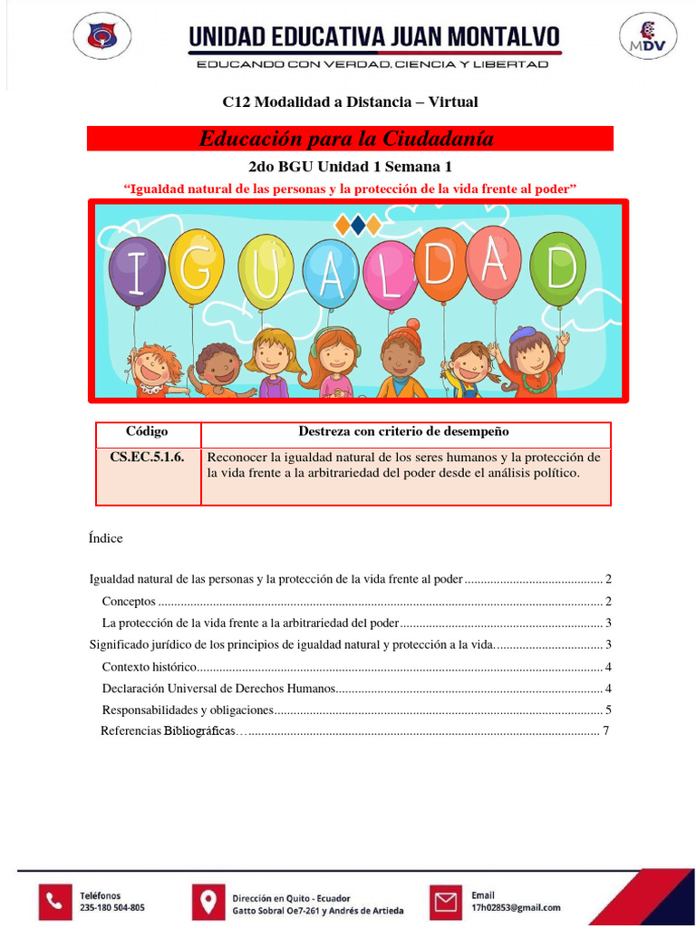 Guía Ciudadanía - 2do BGU - U1 - S1 | PDF | Igualdad de género | Estudios de género