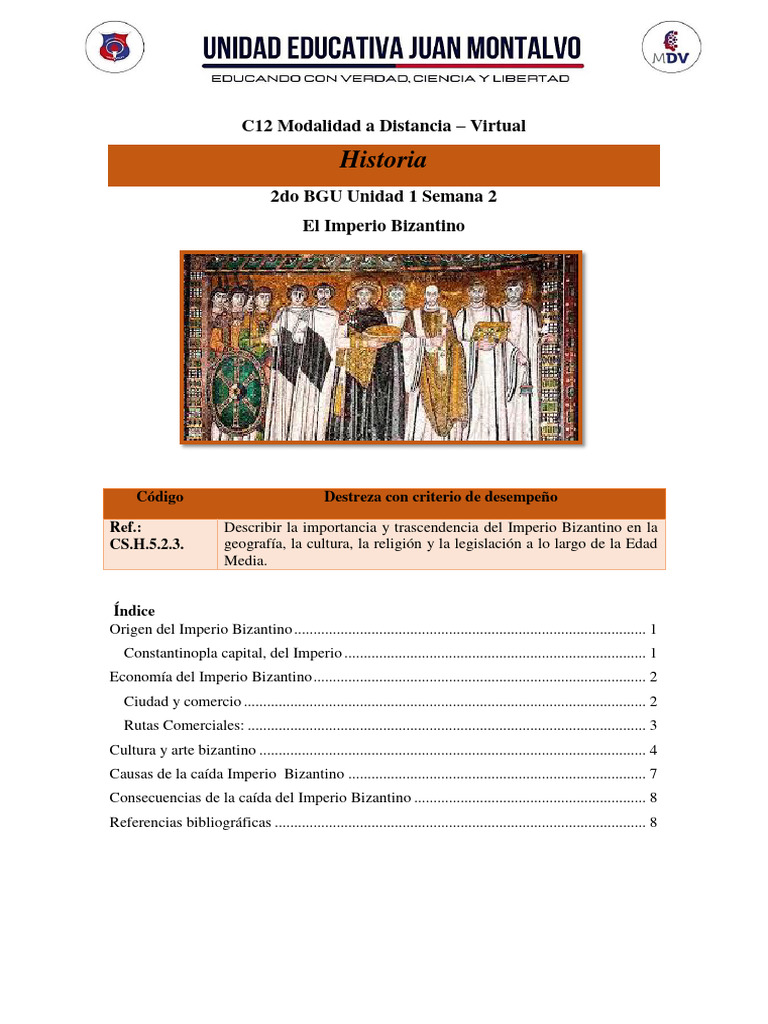 Guía Historia 2do BGU U1 S2 | PDF | imperio Bizantino | imperio Otomano