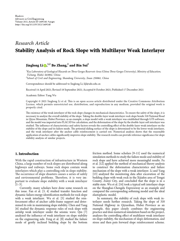 Stability Analysis of Rock Slope With Multilayer W | PDF | Stress ...