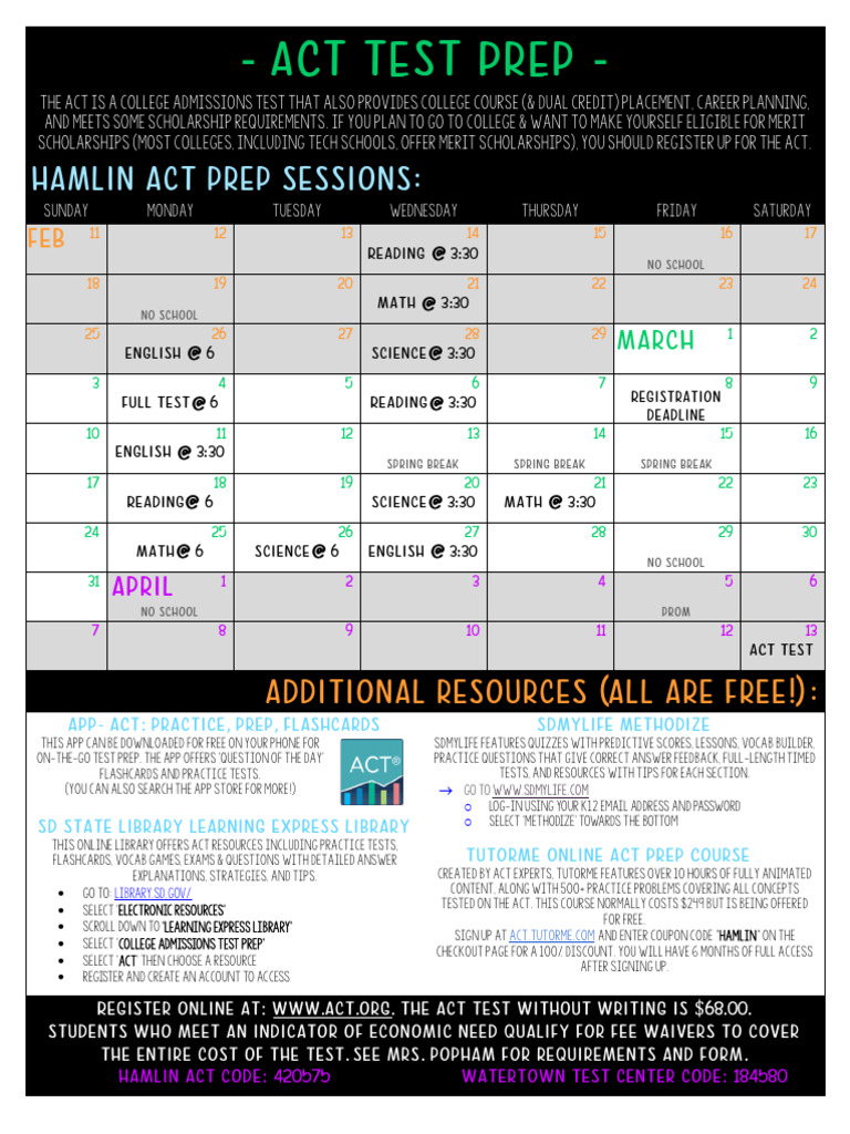2024 Act Prep Schedule | PDF