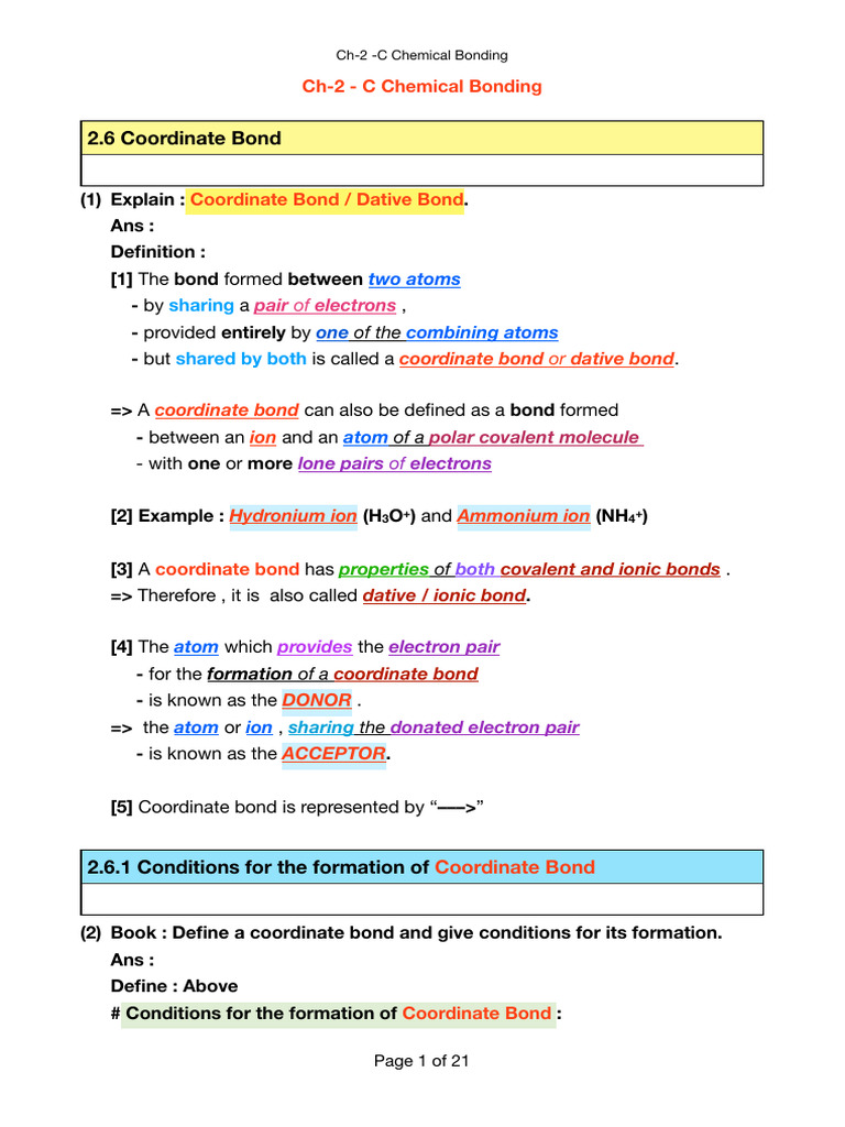 PDF Ch 2 C Chemical Bonding | PDF | Chemical Bond | Chemical Compounds