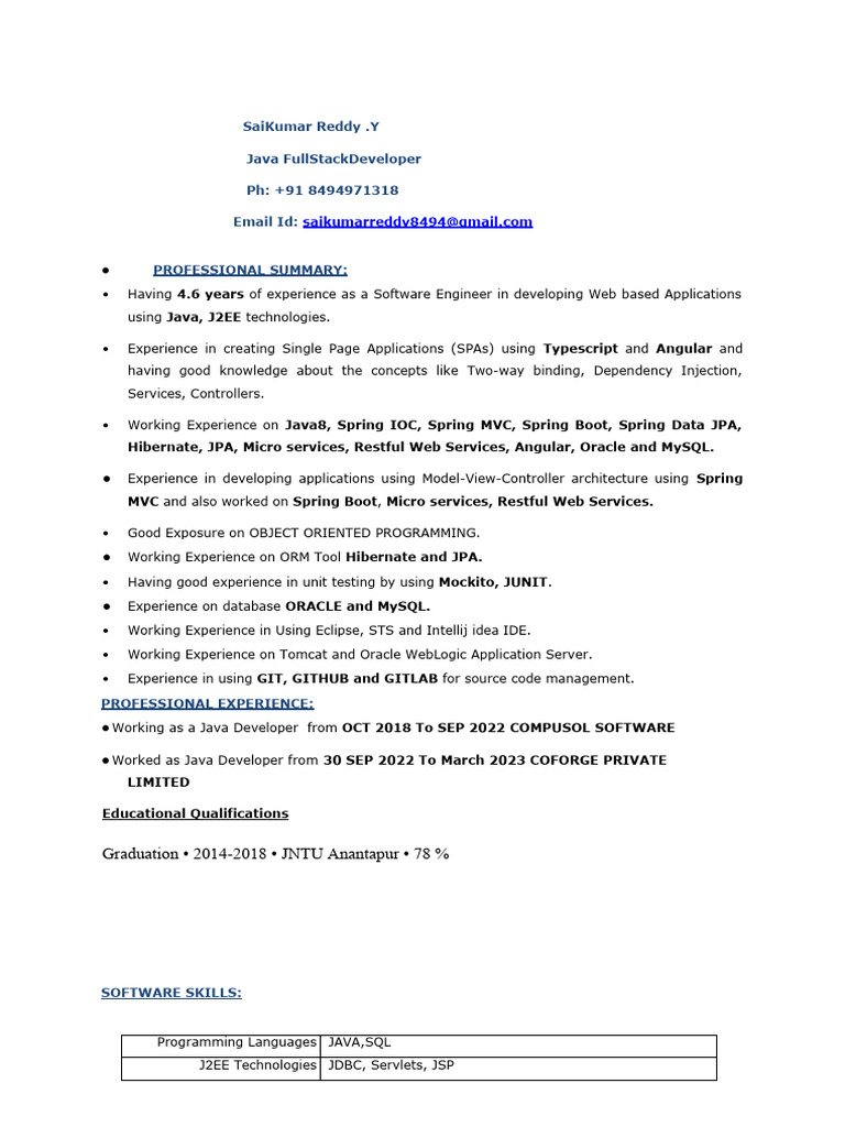 Saikumar Reddy Fs Pdf Spring Framework Java Programming Language 0976