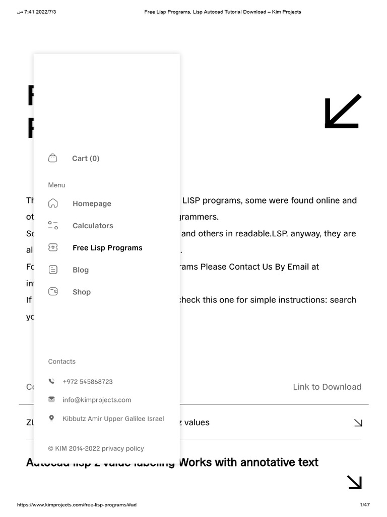 Free Lisp Programs, Lisp Autocad Tutorial Download - Kim Projects | PDF
