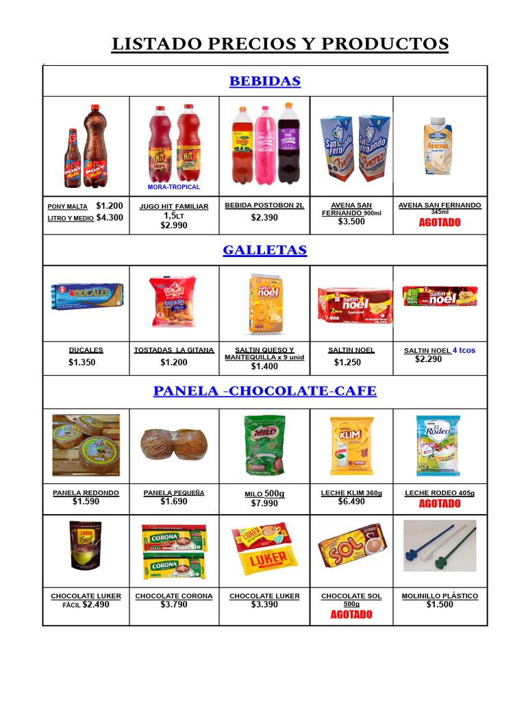 CATALOGO PRECIOS 2021-3 | PDF | Preparación de comida y bebida | Alimentos