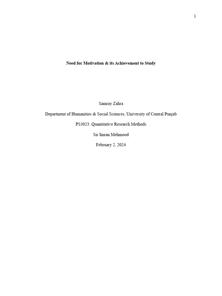 QRM Finalpdf FINAL RESEARCH | PDF | Motivational | Motivation