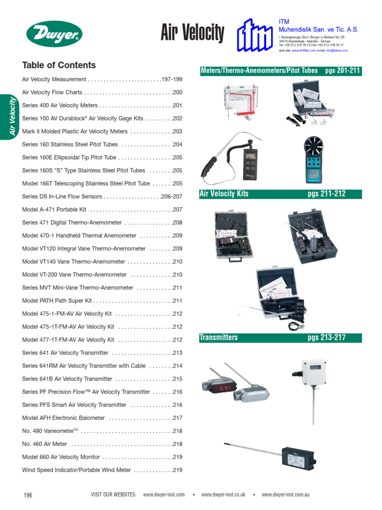 Dwyer Velocity | PDF | Flow Measurement | Pressure Measurement