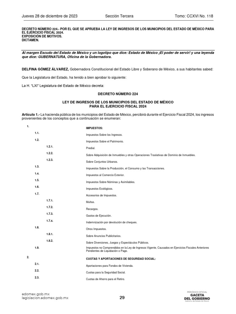 Ley de Ingresos de Los Municipios Del Estado de México | PDF