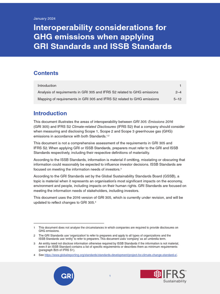 Interoperability Considerations For GHG Emissions When Applying Gri ...