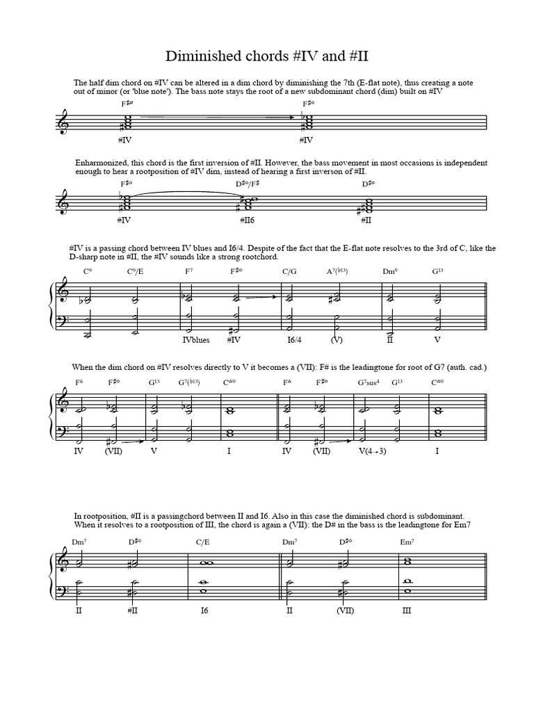 Diminished Chords Handout | PDF