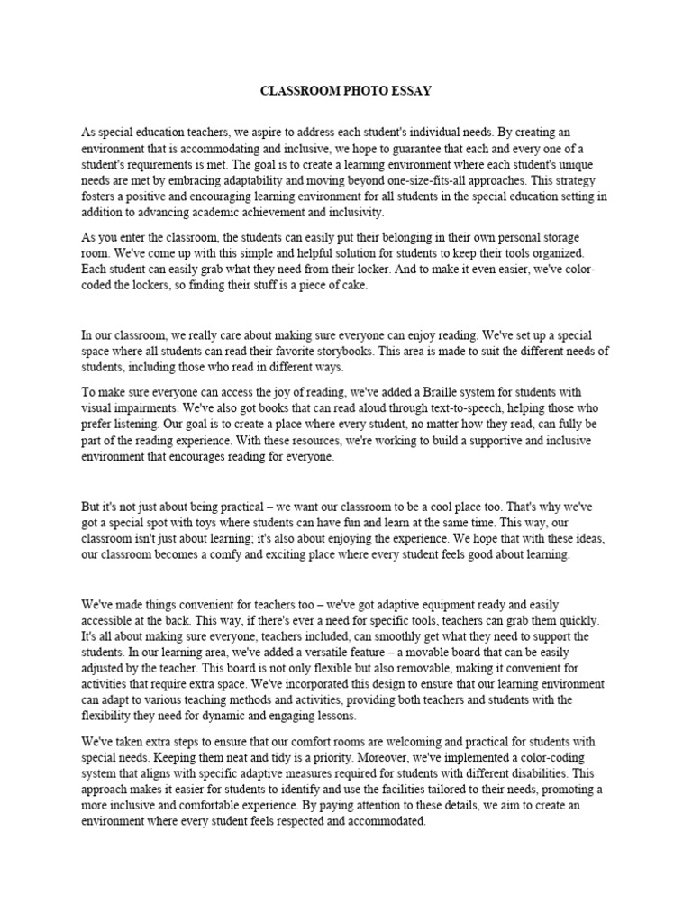 Inclusive Classroom Photo Essay | PDF