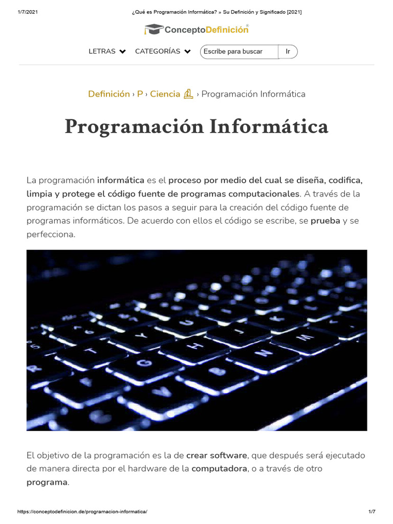 ¿Qué Es Programación Informática_ » Su Definición y Significado [2021] | PDF | Programación de ...