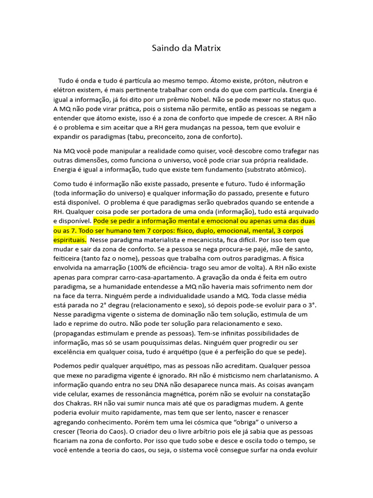 Saindo Da Matrix | PDF | Amor | Universo
