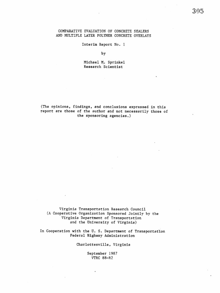 M-Sprinkel: Comparative Evaluation of Concrete Sealers AND Multiple ...