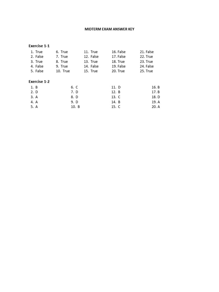 Midterm Exam Answer Key | PDF