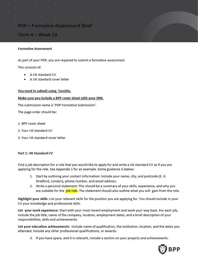 PDP Formative Brief | PDF | Leadership | Proofreading